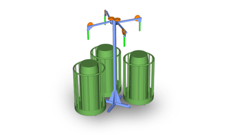 Basket Payoff for copper and aluminum rod feeding into cabler